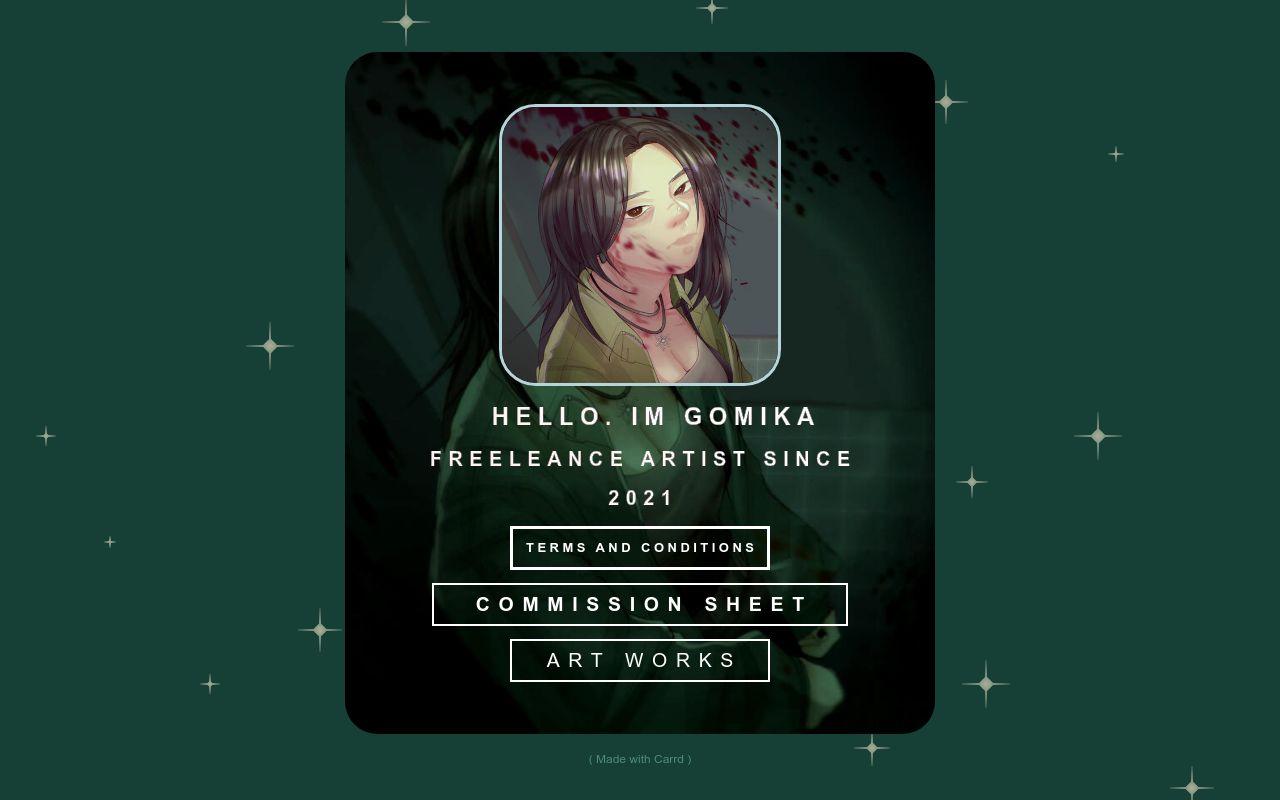 Commission sheet carrd